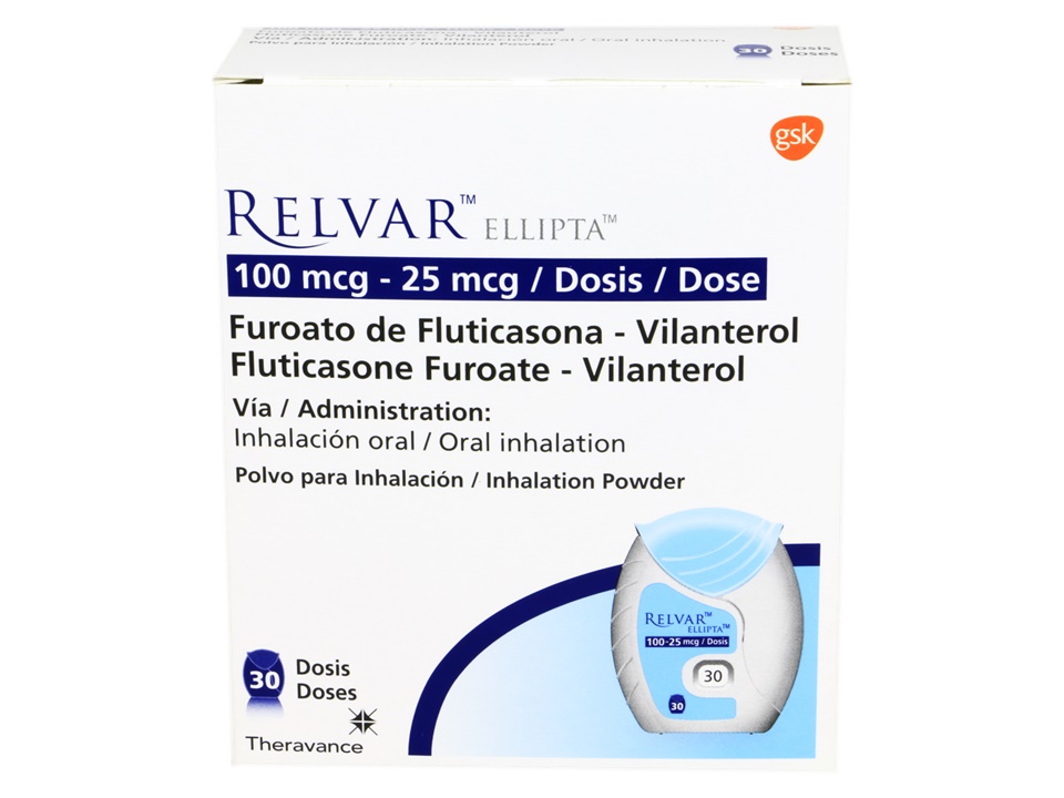 Relvar Ellipta 100 mcg - 25 mcg Inhalador | Inkafarma