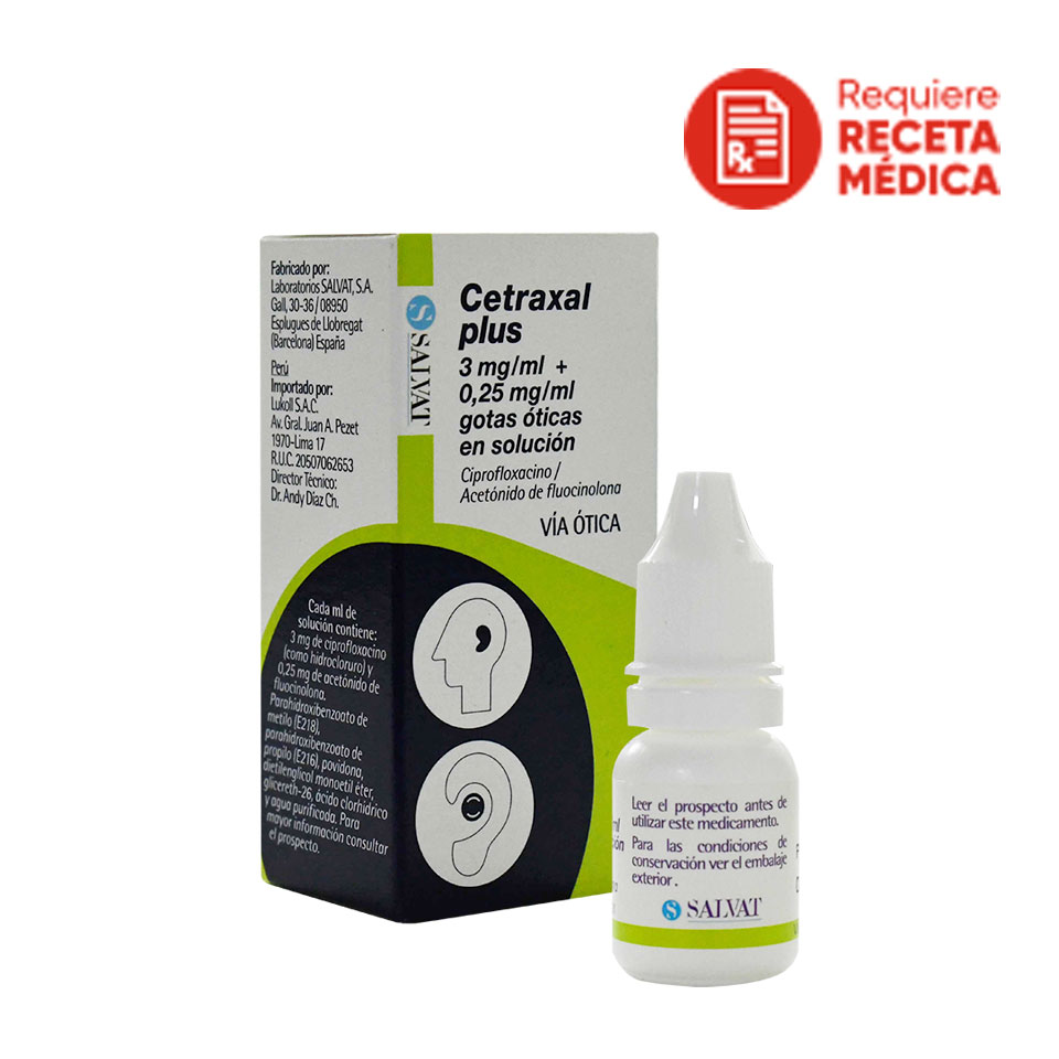Cetraxal Plus 3mg - 0.25mg/ml Gotas Óticas | Inkafarma