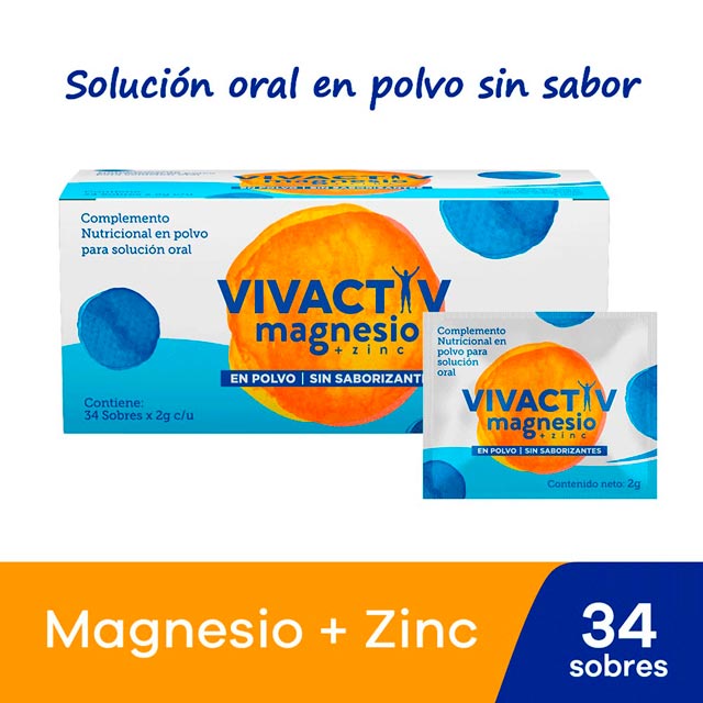 Vivactiv magnesio + Zinc Polvo para solución oral - Mifarma
