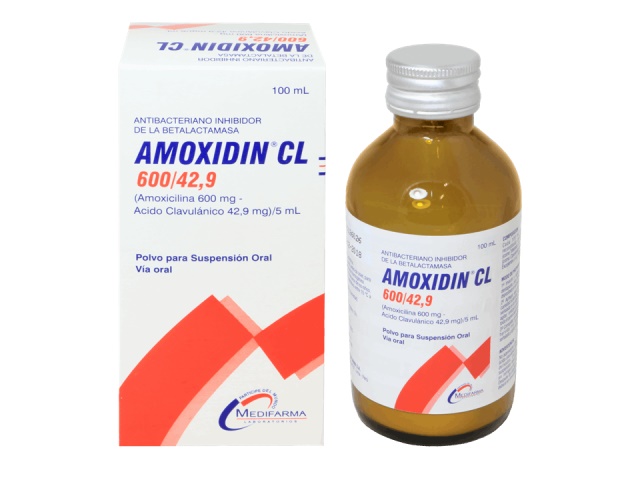 Amoxidin CL 600 mg-42.9 mg/5mL Suspensión - Mifarma