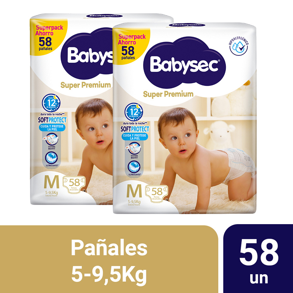 Pañales Babysec Super Premium M Packx2 | Inkafarma