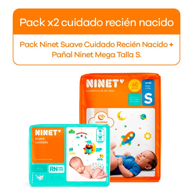 Pack Pañal Ninet Suave Cuidado RN + Ninet Mega S - Mifarma