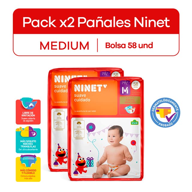 Pack Pañal Ninet Suave cuidado Talla M - Mifarma